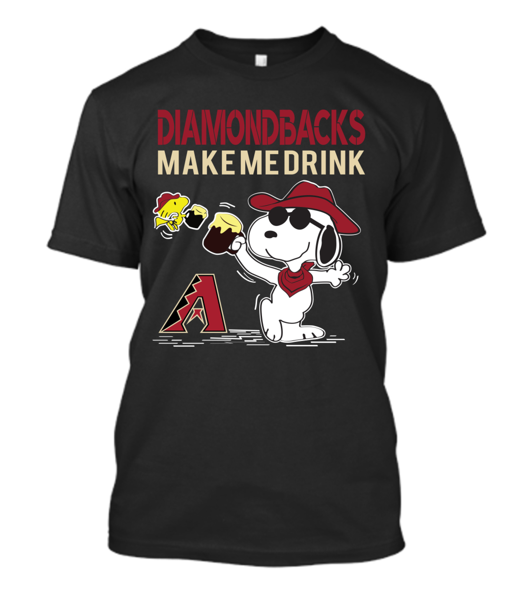 Snoopy Arizona Diamondbacks Make Me Drink Baseball Fans T-Shirt