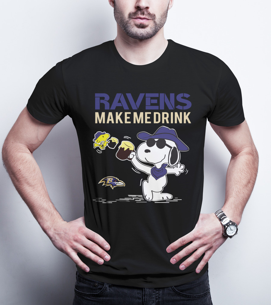 Ravens Make Me Drink Snoopy Baltimore Ravens Fans T-Shirt