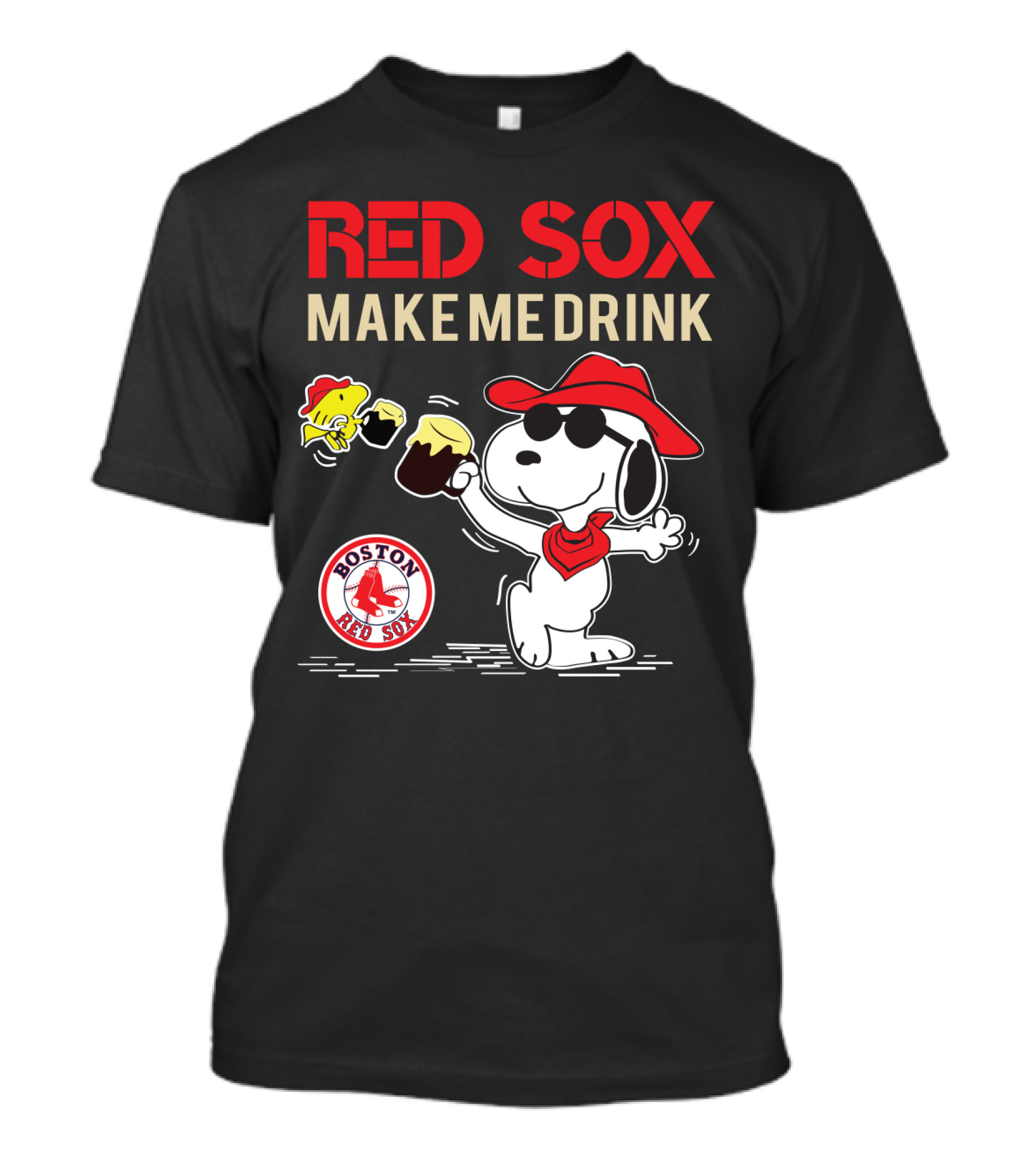 Snoopy Red Sox Make Me Drink Boston Red Sox Fan T-Shirt