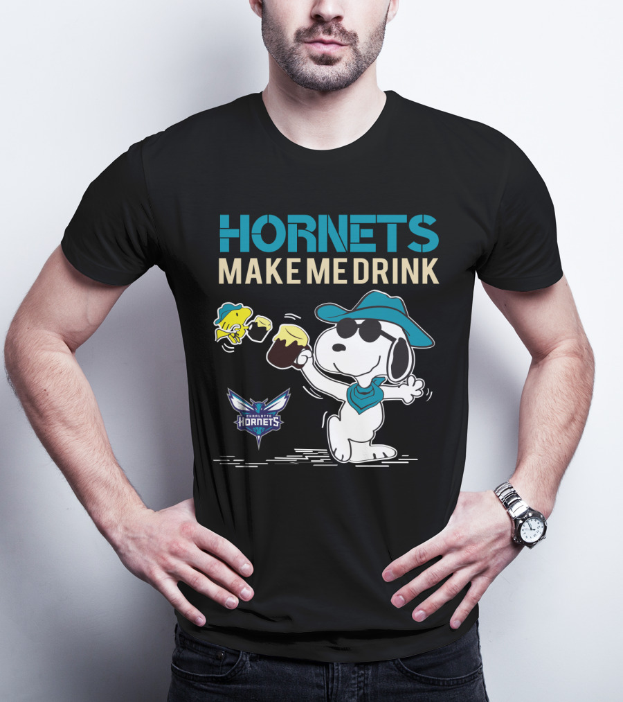 Hornets Make Me Drink Charlotte Hornets Snoopy Peanuts T-Shirt