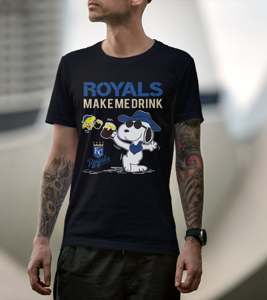 Royals Make Me Drink Snoopy Kansas City Peanuts Fan Fun T-Shirt