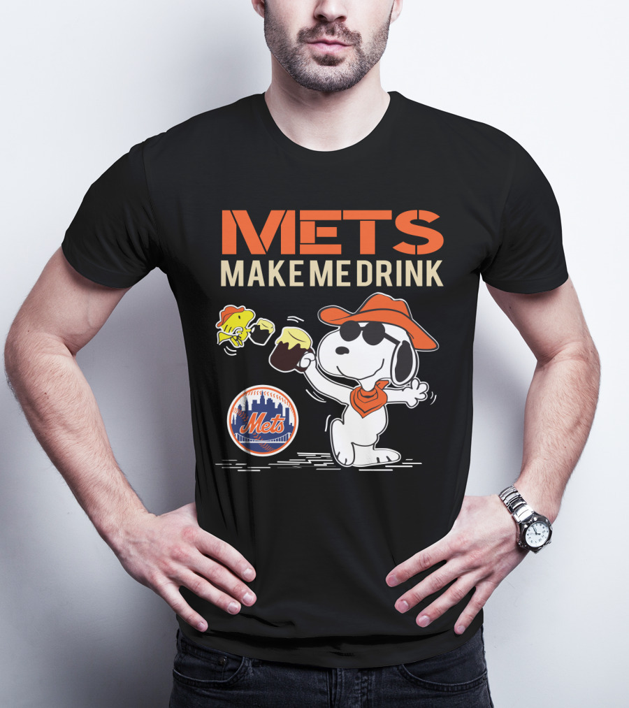 Snoopy Mets Make Me Drink New York Mets Fans T-Shirt