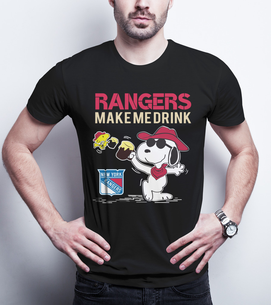 Snoopy New York Rangers Make Me Drink Shirt Fans Beer Cheers Hockey T-Shirt