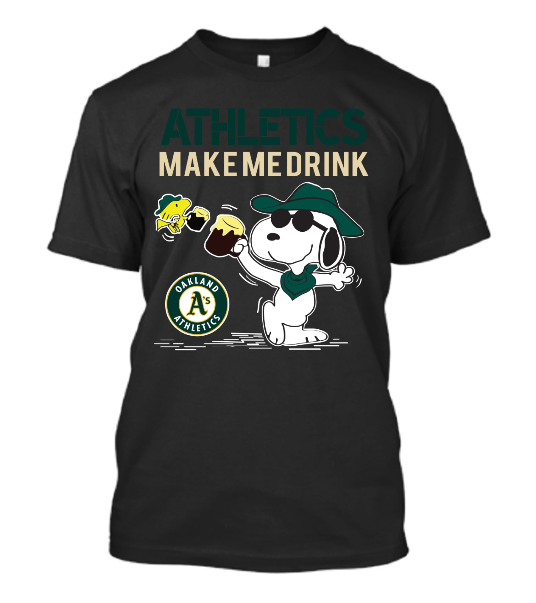 Snoopy Athletics Make Me Drink Oakland A's Fans Baseball T-Shirt