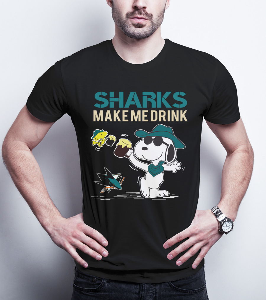 Snoopy Sharks Make Me Drink San Jose Sharks Fans T-Shirt