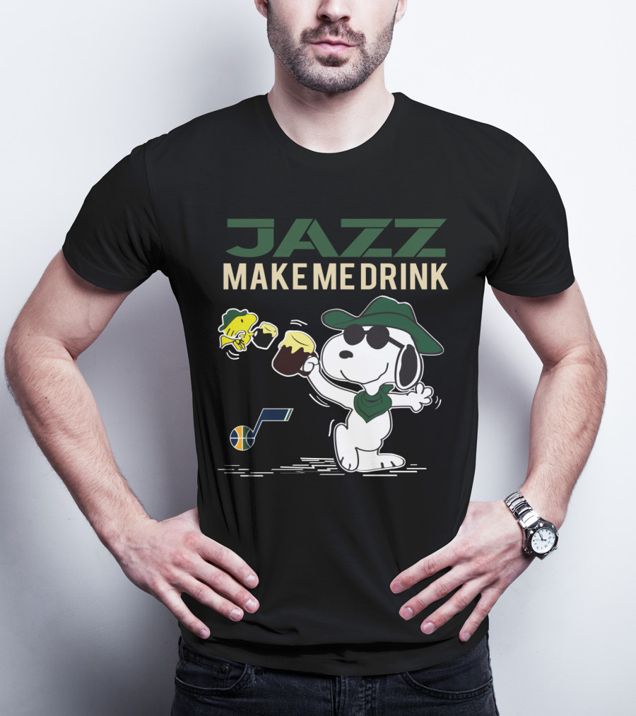 Jazz Make Me Drink Snoopy Utah Jazz Basketball Fans T-Shirt