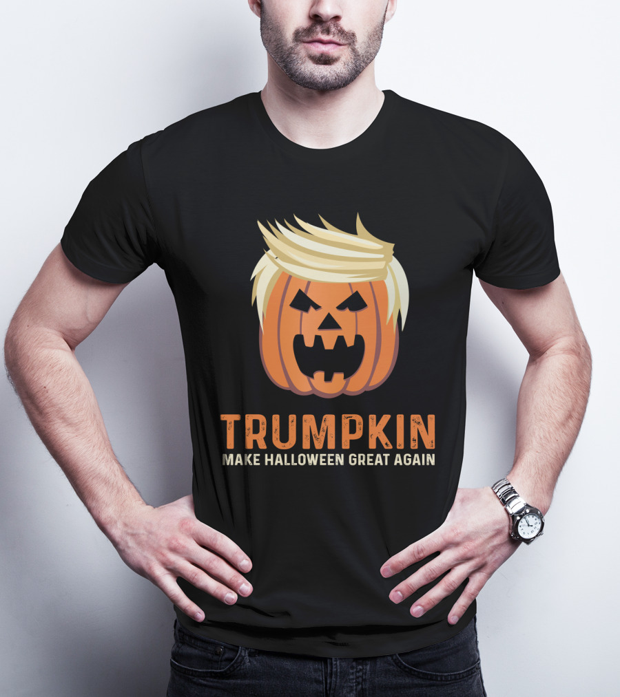 Trumpkin Make Halloween Great Again Pumpkin With Hair And Face T-Shirt