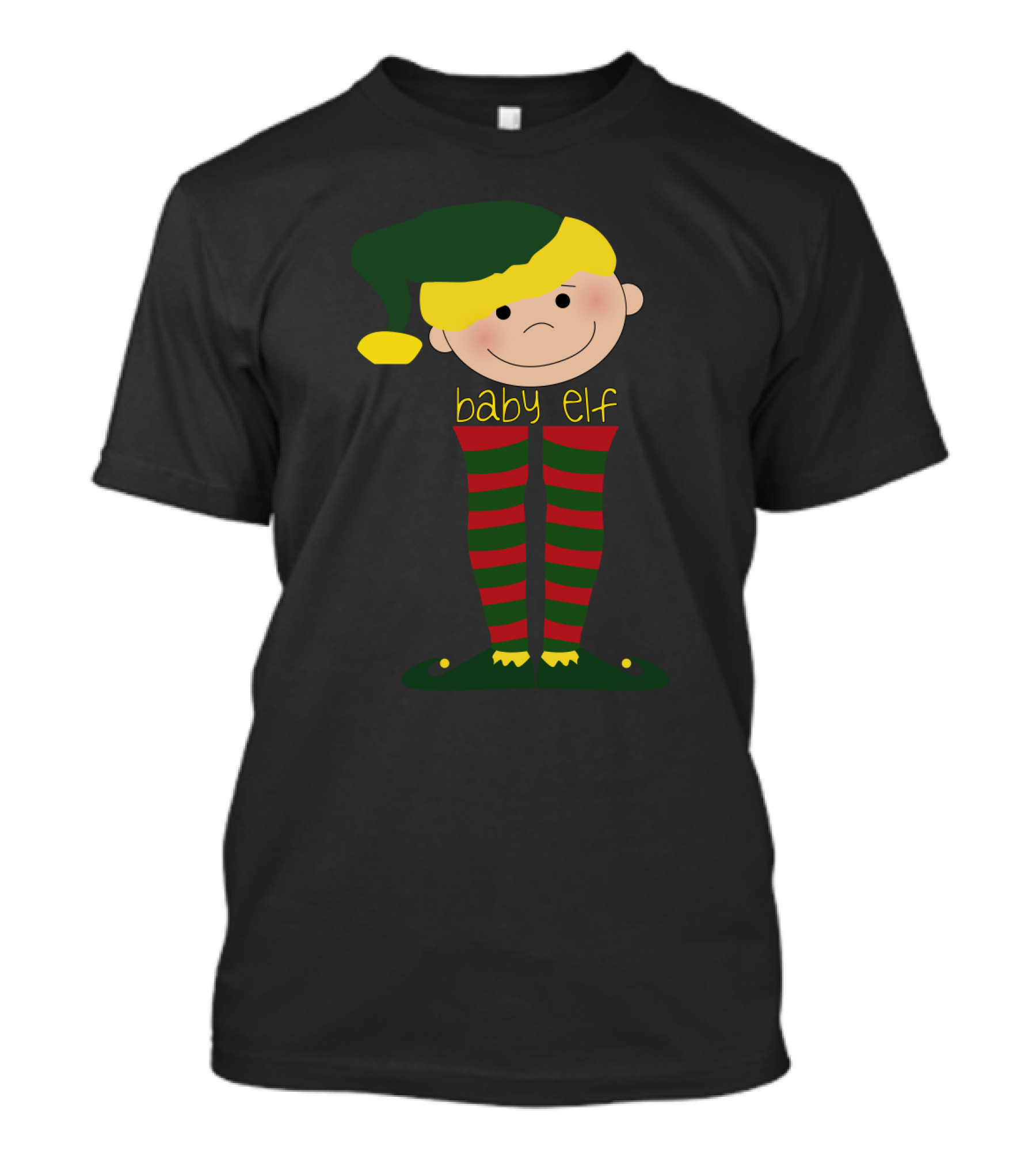Baby Elf With Green Hat And Red Striped Stockings T-Shirt