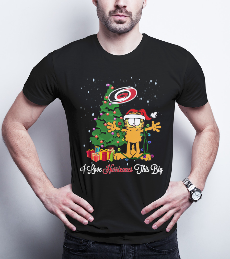 I Love Carolina Hurricanes This Big Garfield Christmas Tree Presents T-Shirt