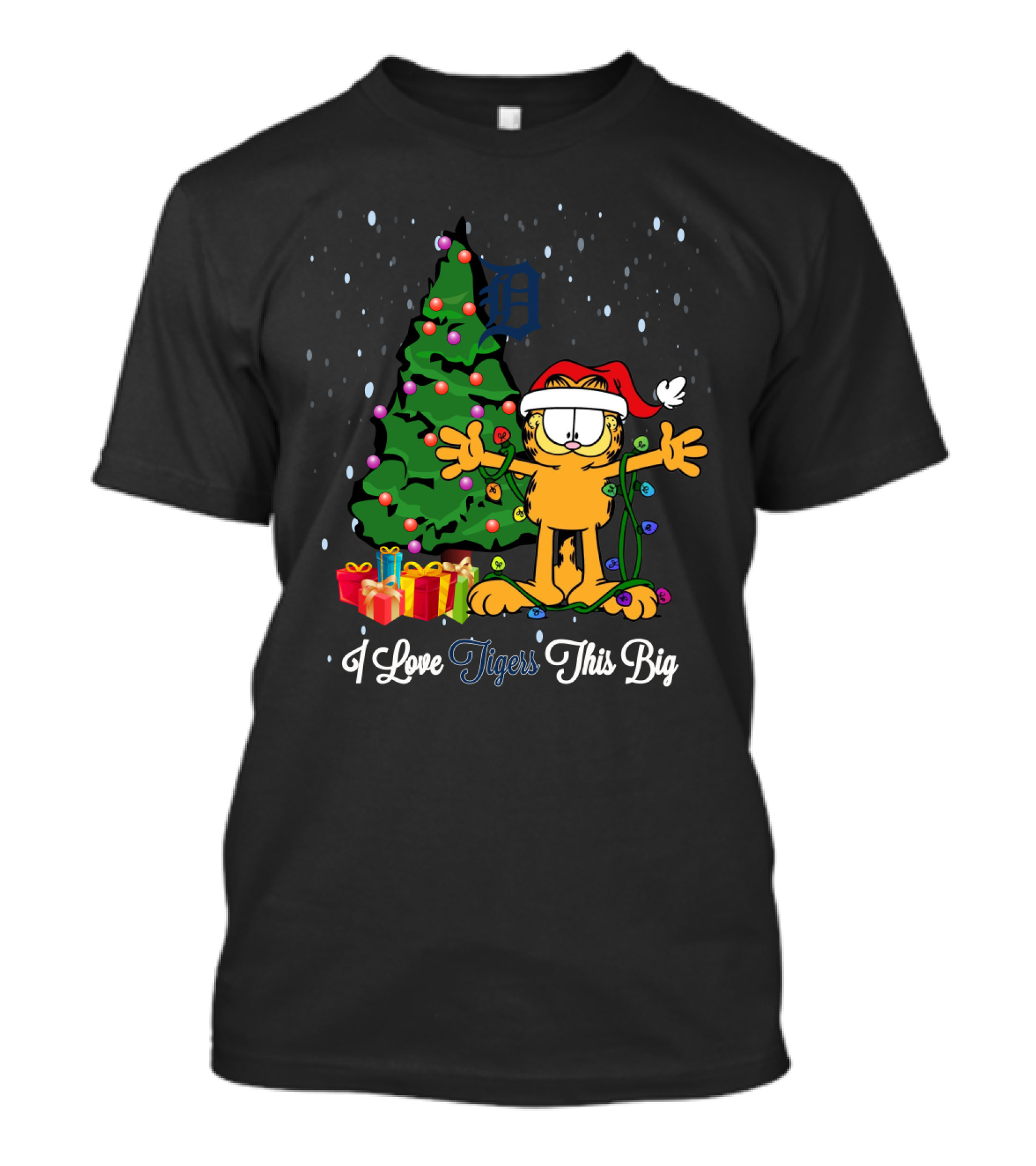 I Love Tigers This Big Christmas Garfield D Letter Tree T-Shirt