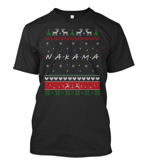 Nakama Holiday Sweater Friends TV Show Style Reindeer And Evergreen T-Shirt