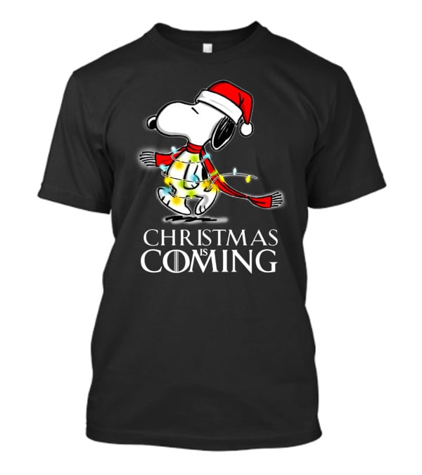 Snoopy Christmas Is Coming Game Of Thrones Santa Hat Lights T-Shirt