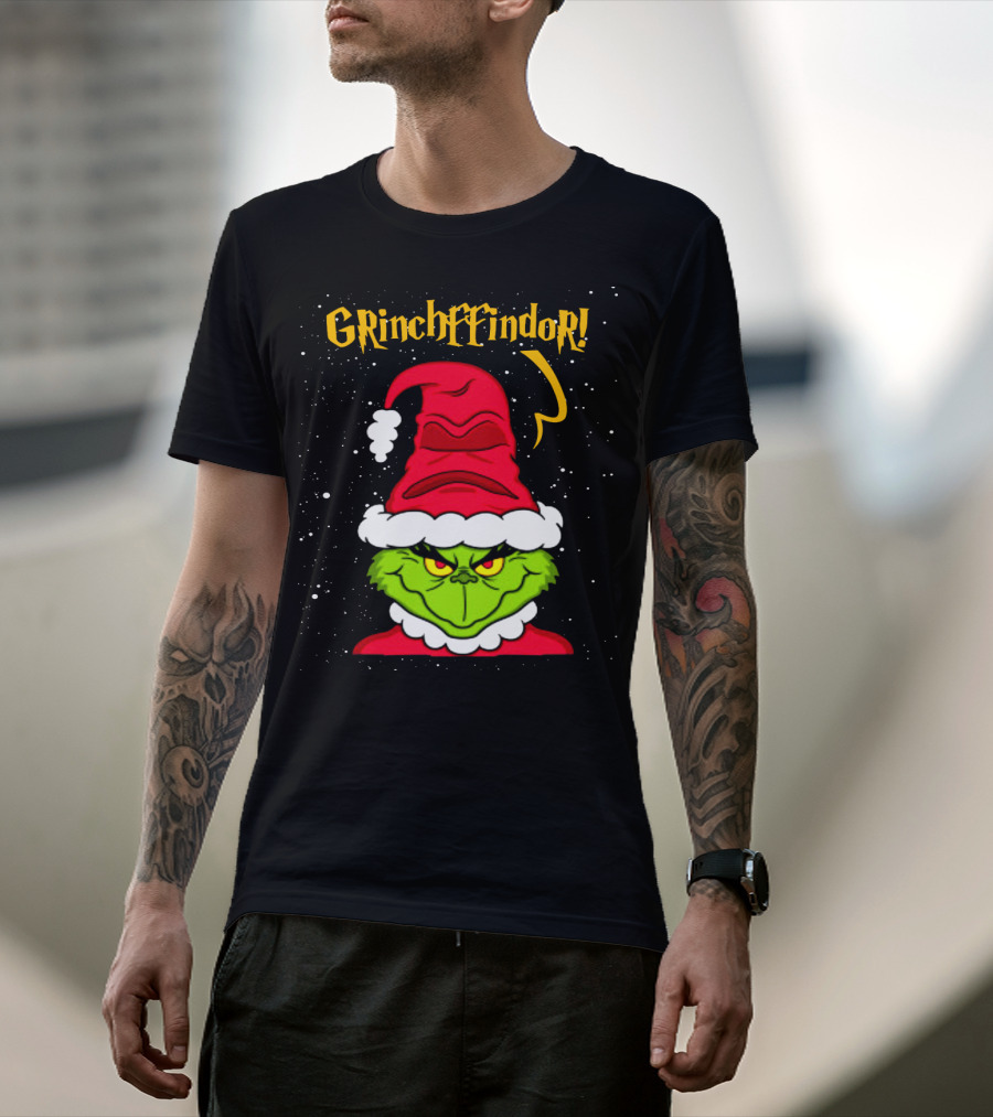 Grinche FFindor Grinch Santa Hat Snowflakes Christmas T-Shirt