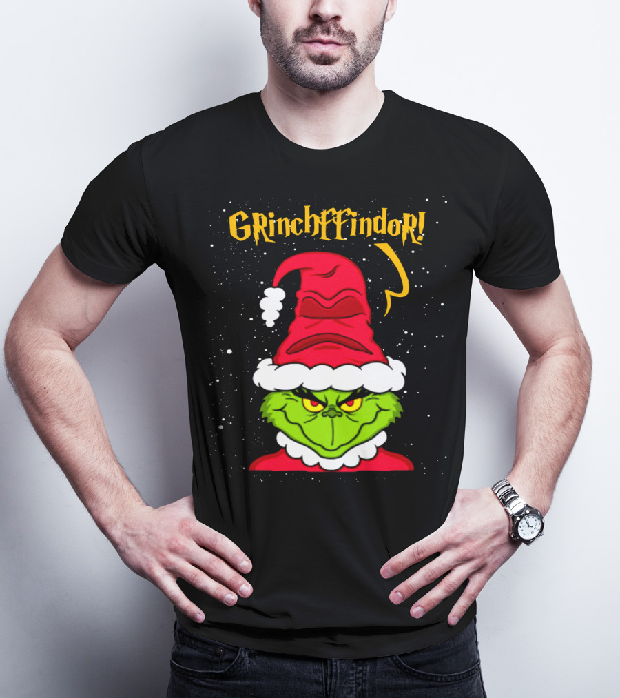 Grinche FFindor Grinch Santa Hat Snowflakes Christmas T-Shirt