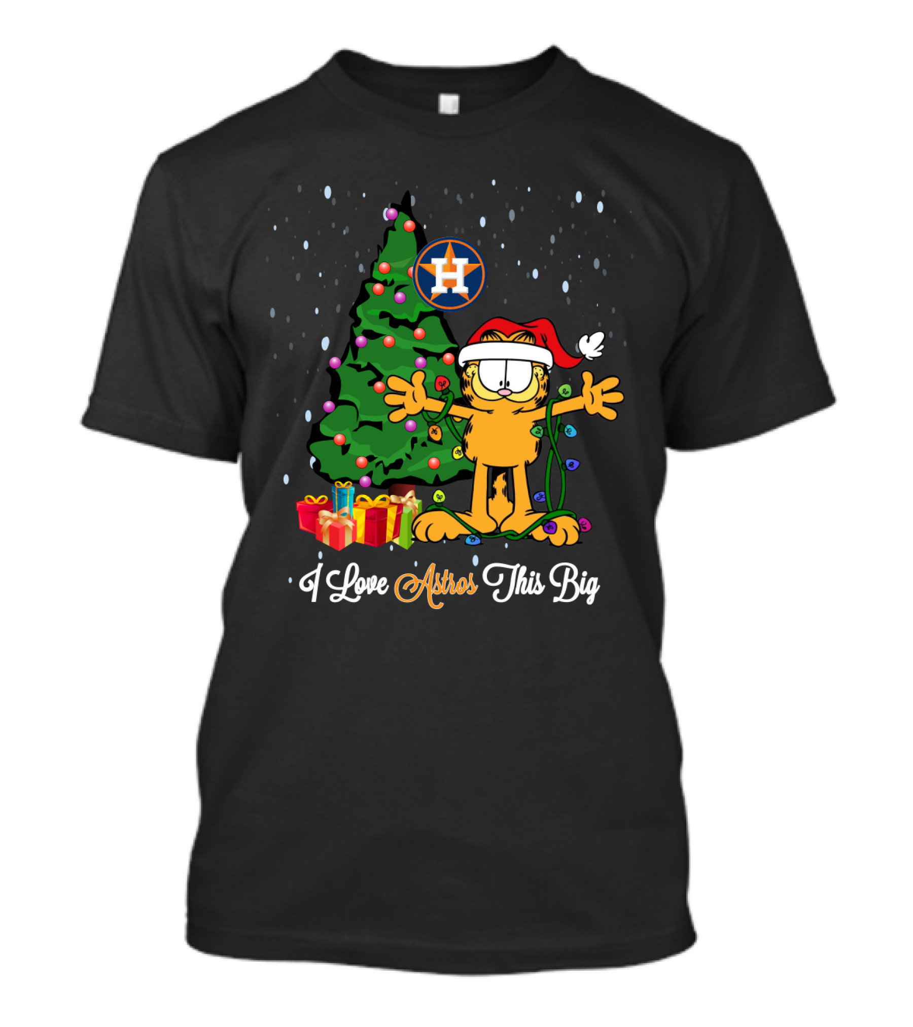 I Love Astros This Big Garfield Christmas Tree Houston Astros T-Shirt