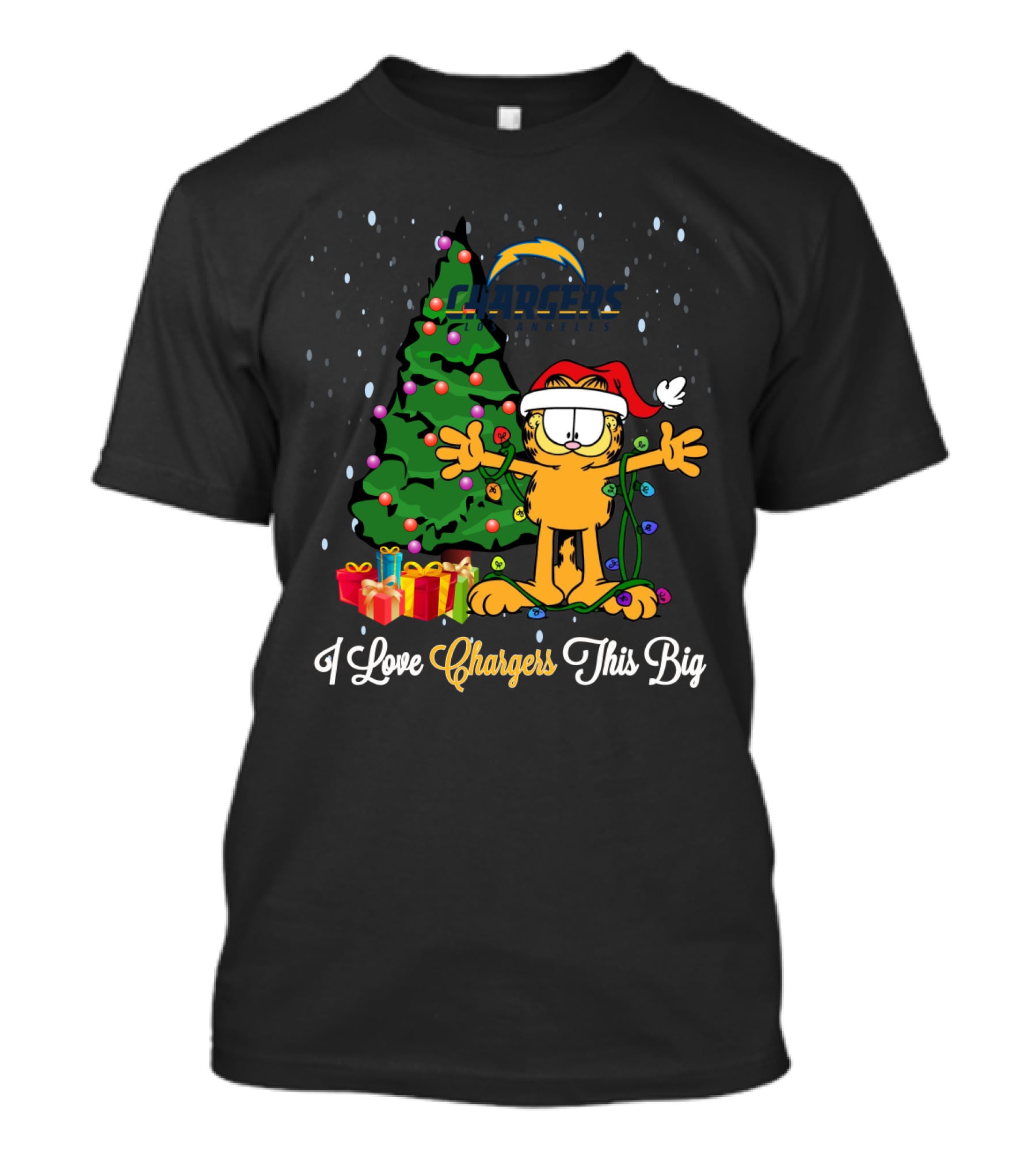 Los Angeles Chargers Christmas Garfield I Love Chargers This Big T-Shirt