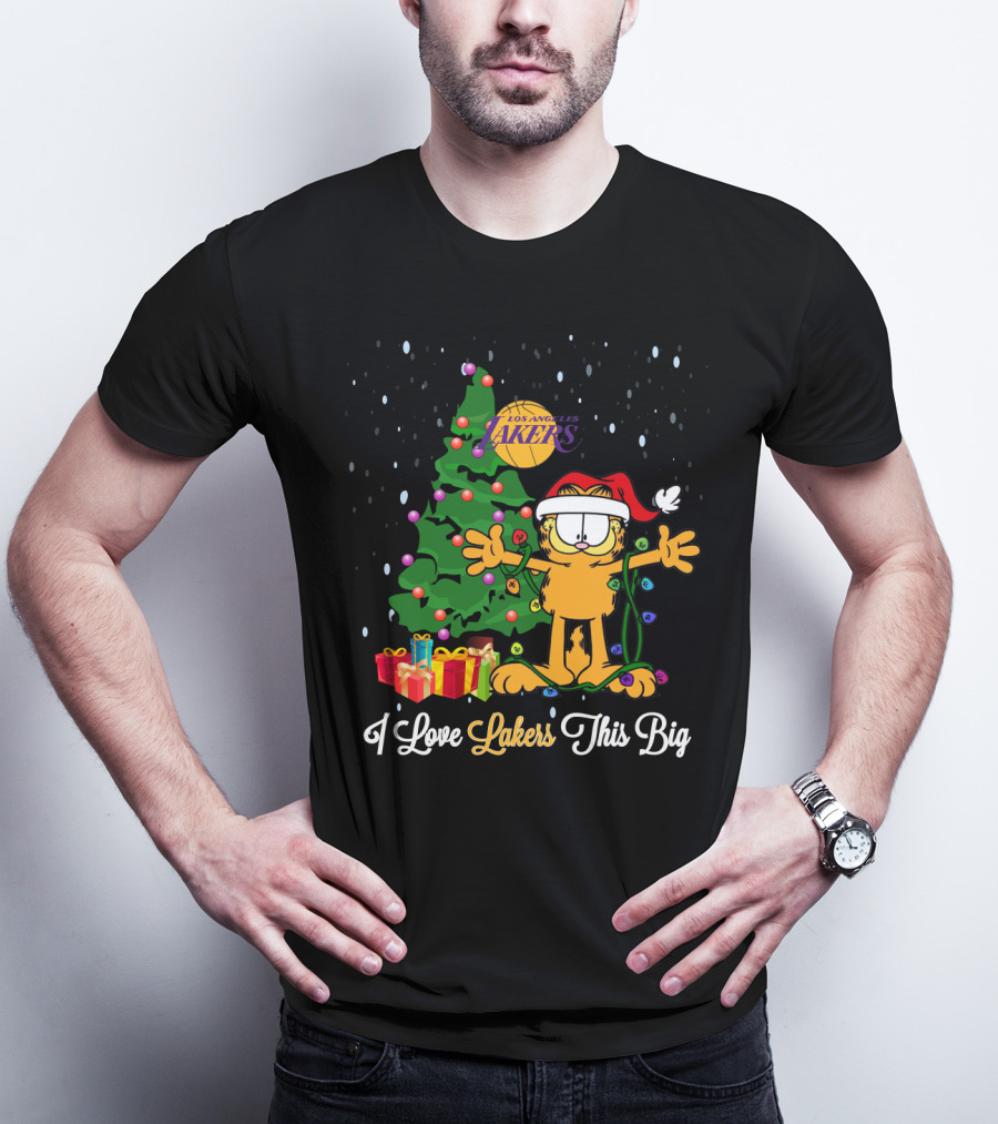 I Love Los Angeles Lakers Christmas Garfield Holiday Fun T-Shirt