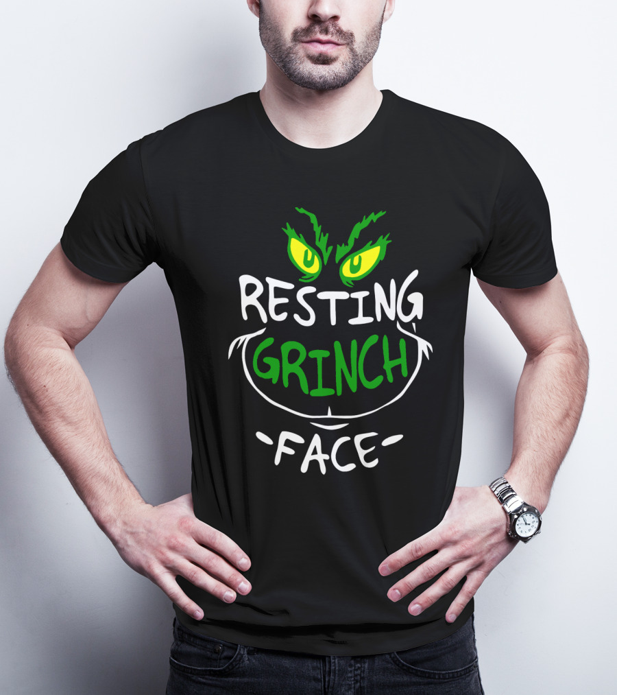 Resting Grinch Face Christmas Grinch Eyes And Smile T-Shirt