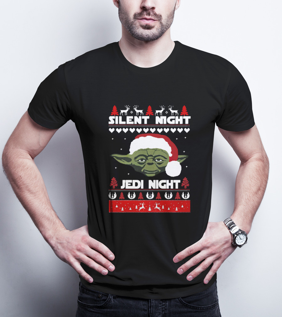 Silent Night Jedi Night Yoda Christmas Star Wars Sweater Holiday Reindeer T-Shirt