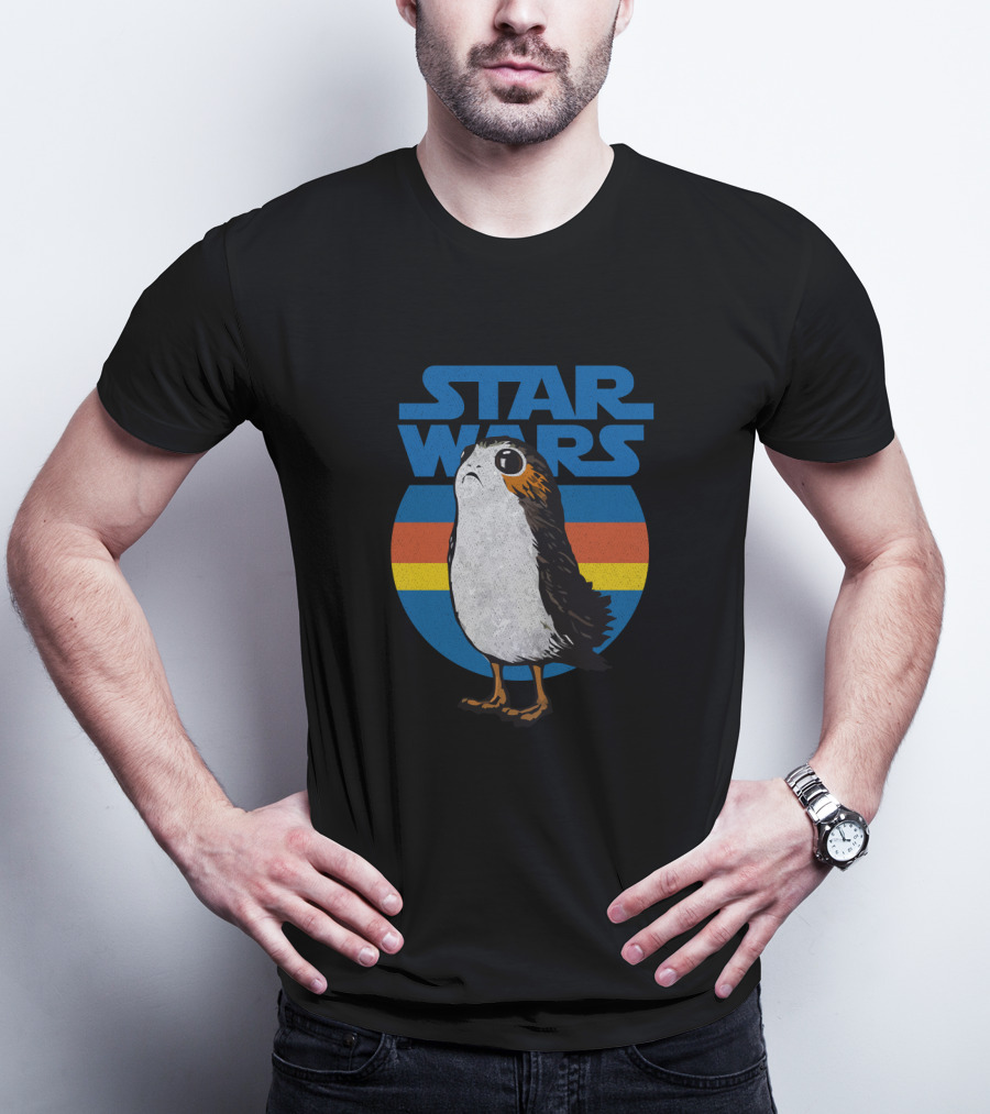 Star Wars The Last Jedi Porg Retro Stripe T-Shirt