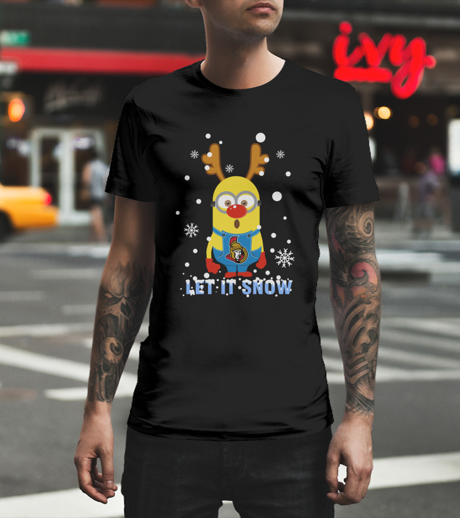 Let It Snow Ottawa Senators Minion Reindeer Christmas T-Shirt