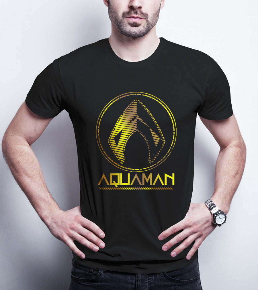 Aquaman Movie Gold Trident Emblem Iconic Symbol T-Shirt