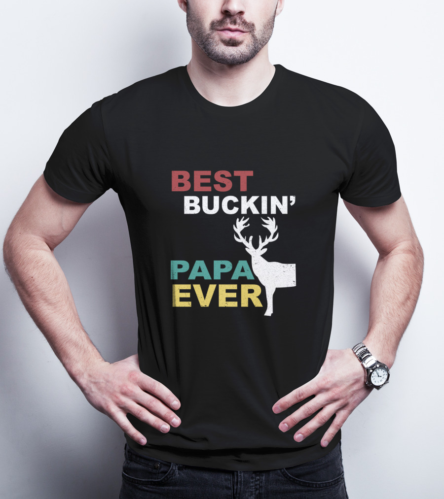 Best Buckin' Papa Ever Deer Antler T-Shirt
