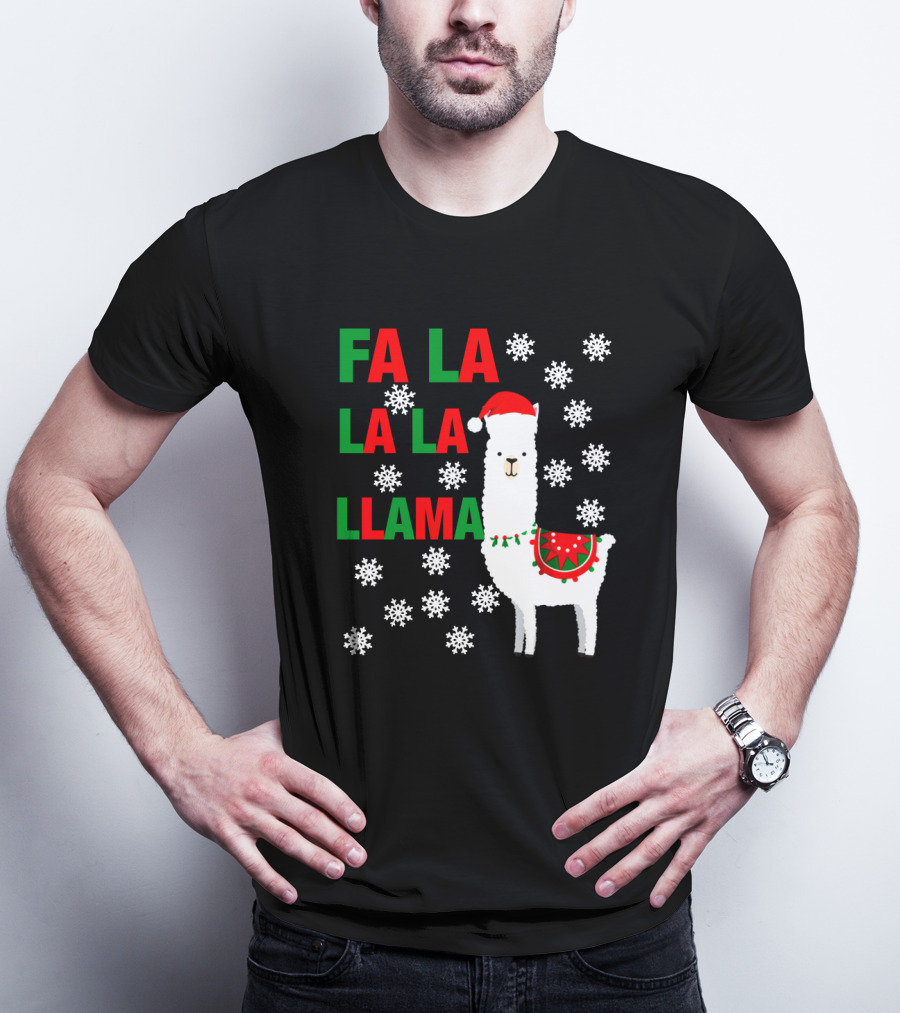 Fa La La La Llama Christmas Snowflake Holiday T-Shirt