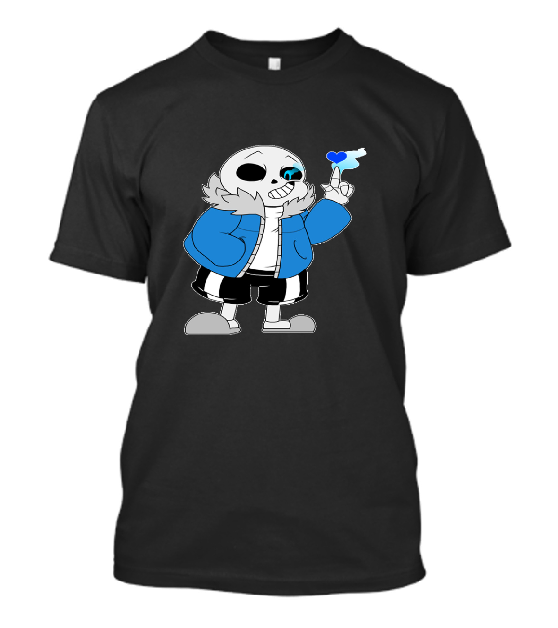 Sans Undertale Character With Blue Heart And Skeleton Jacket Look T-Shirt