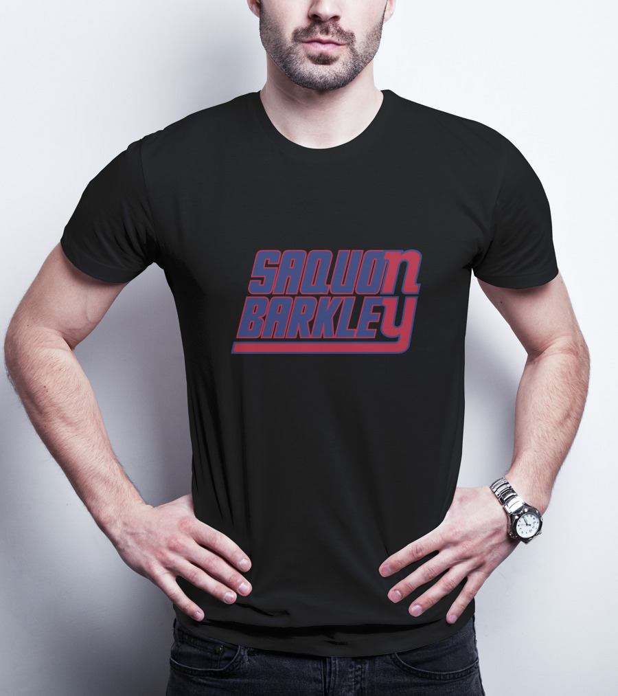 Saquon Barkley Blue And Red Block Lettering T-Shirt