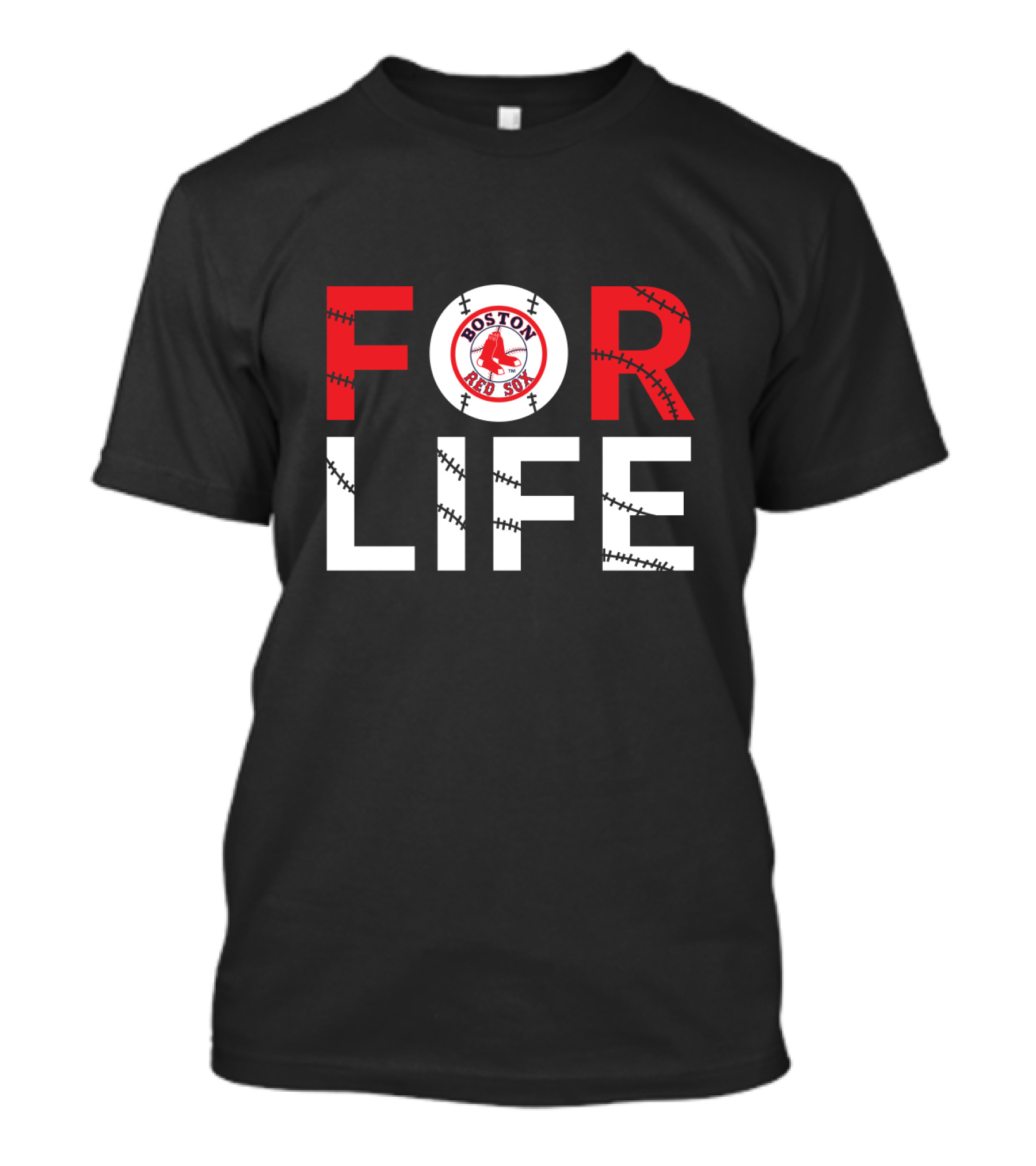 Boston Red Sox For Life Baseball Stitch Pattern T-Shirt