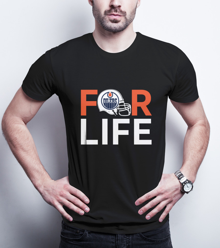 Edmonton Oilers For Life Football Helmet Logo T-Shirt