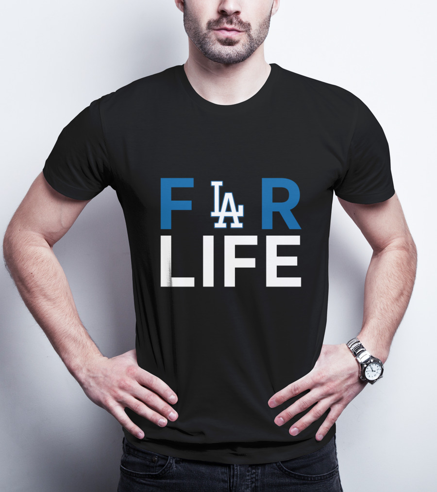 LA Dodgers For Life Fan Tribute Text T-Shirt