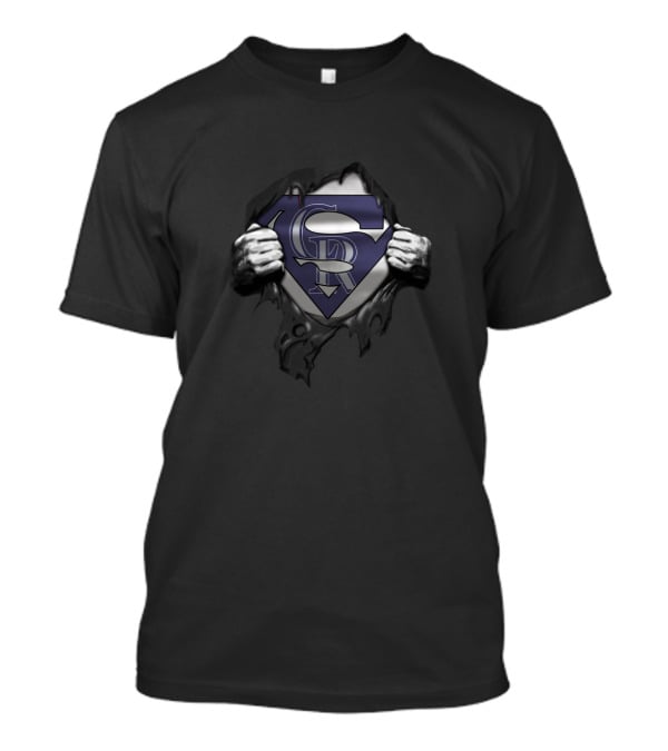Colorado Rockies Superman Shield Fan Crossover T-Shirt