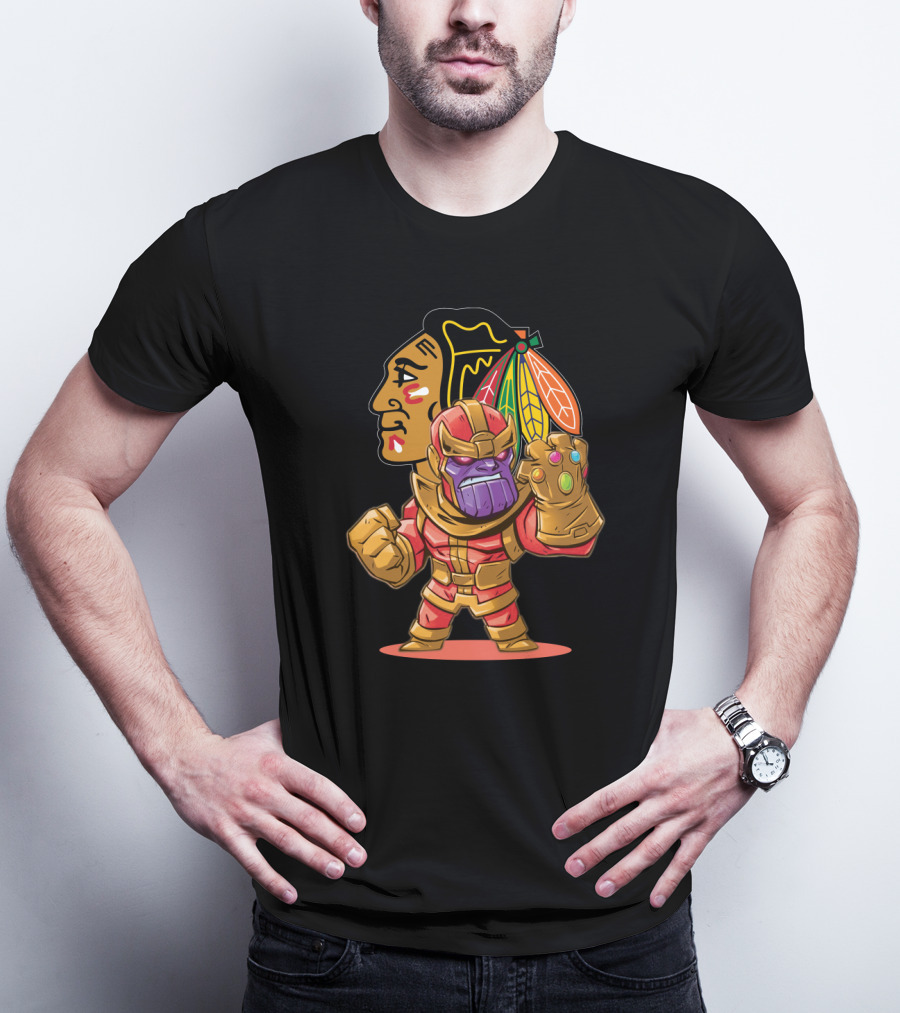 Thanos In Chicago Blackhawks Uniform With Infinity Gauntlet T-Shirt