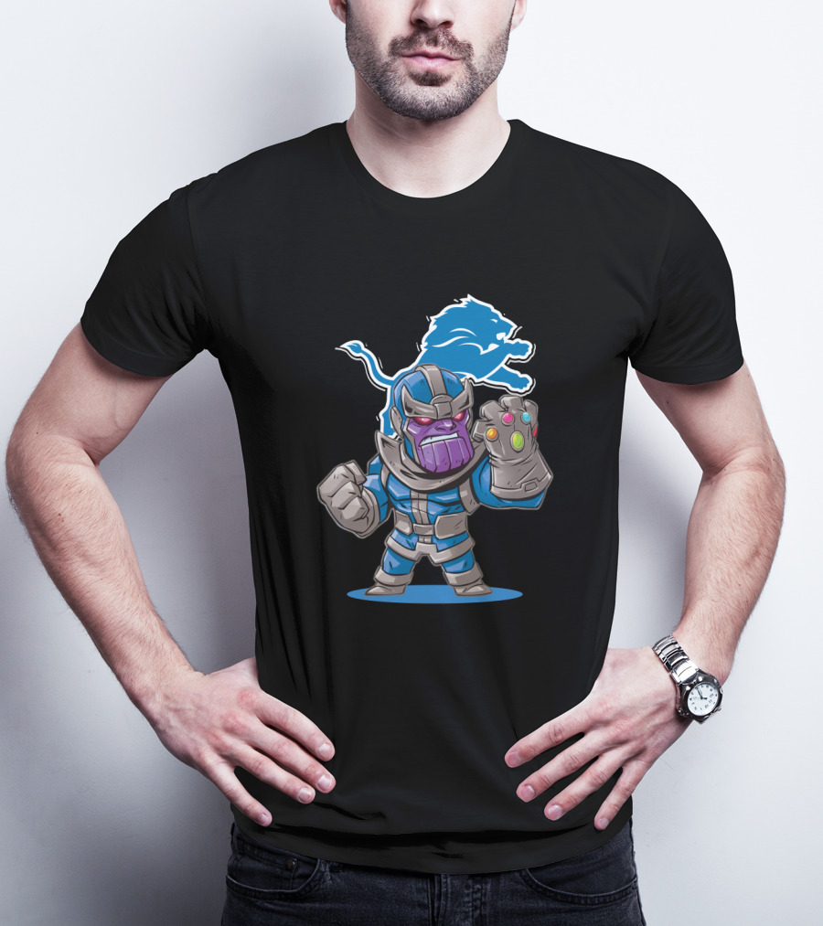 Thanos Meets Detroit Lions Fans Infinity Gauntlet Crossover T-Shirt
