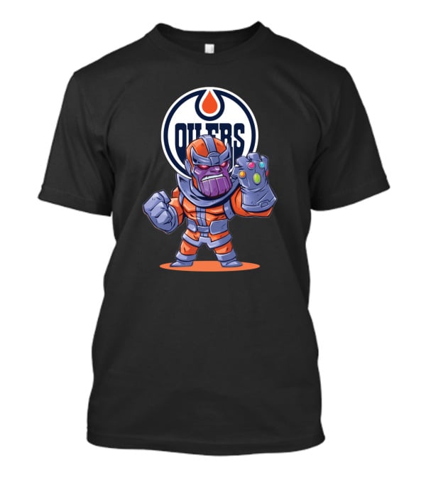Thanos In Edmonton Oilers Colors Standing Strong With Oilers T-Shirt