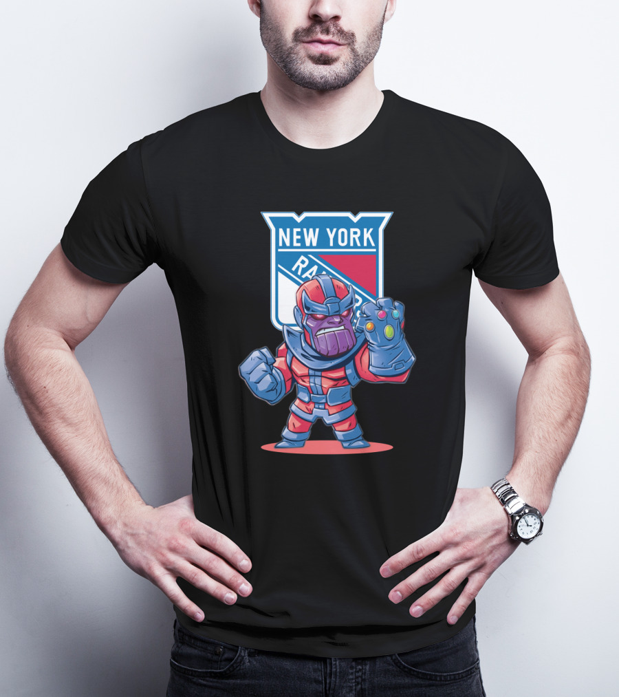 Thanos New York Rangers NHL Crossover With Infinity Gauntlet T-Shirt