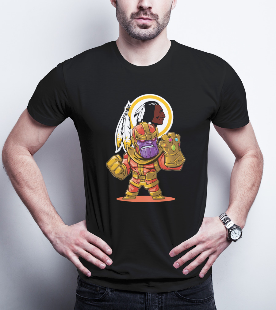 Thanos In Washington Redskins Colors With Infinity Gauntlet T-Shirt