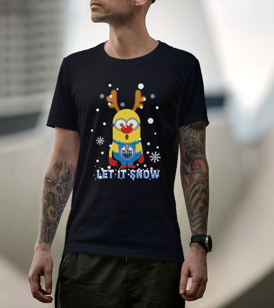 Edmonton Oilers Minion Christmas Let It Snow Holiday T-Shirt