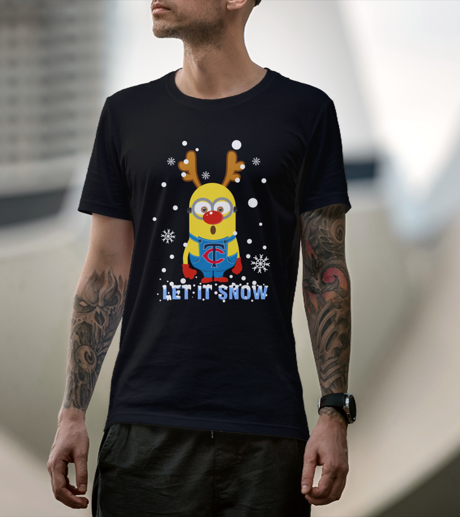 Minnesota Twins Minion Reindeer Let It Snow Xmas T-Shirt