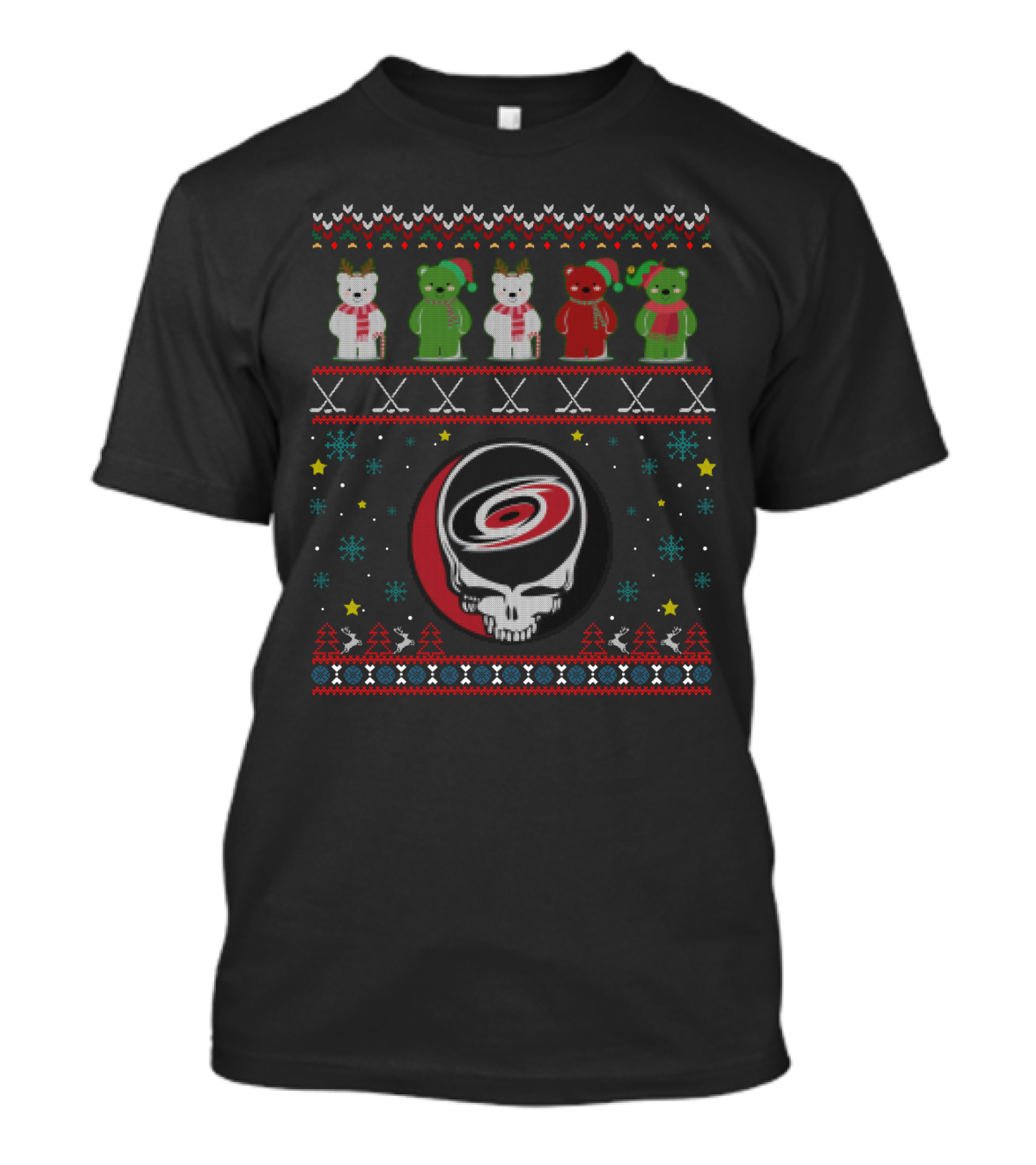Carolina Hurricanes Grateful Dead Bears Holiday T-Shirt