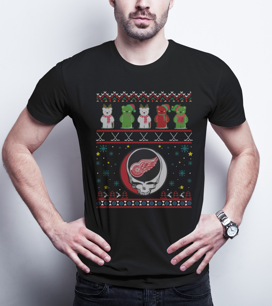 Detroit Red Wings Grateful Dead Bears Holiday T-Shirt