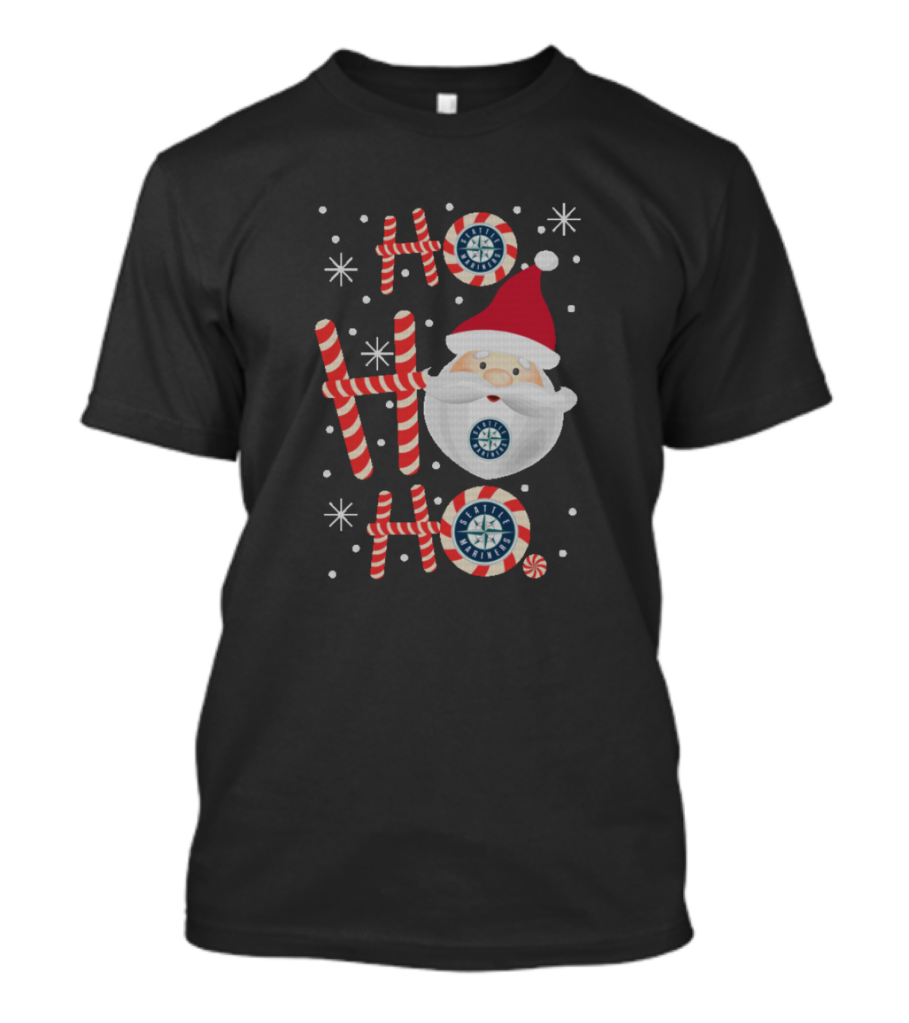 Ho Ho Ho Santa Christmas Seattle Mariners Fans Festive T-Shirt