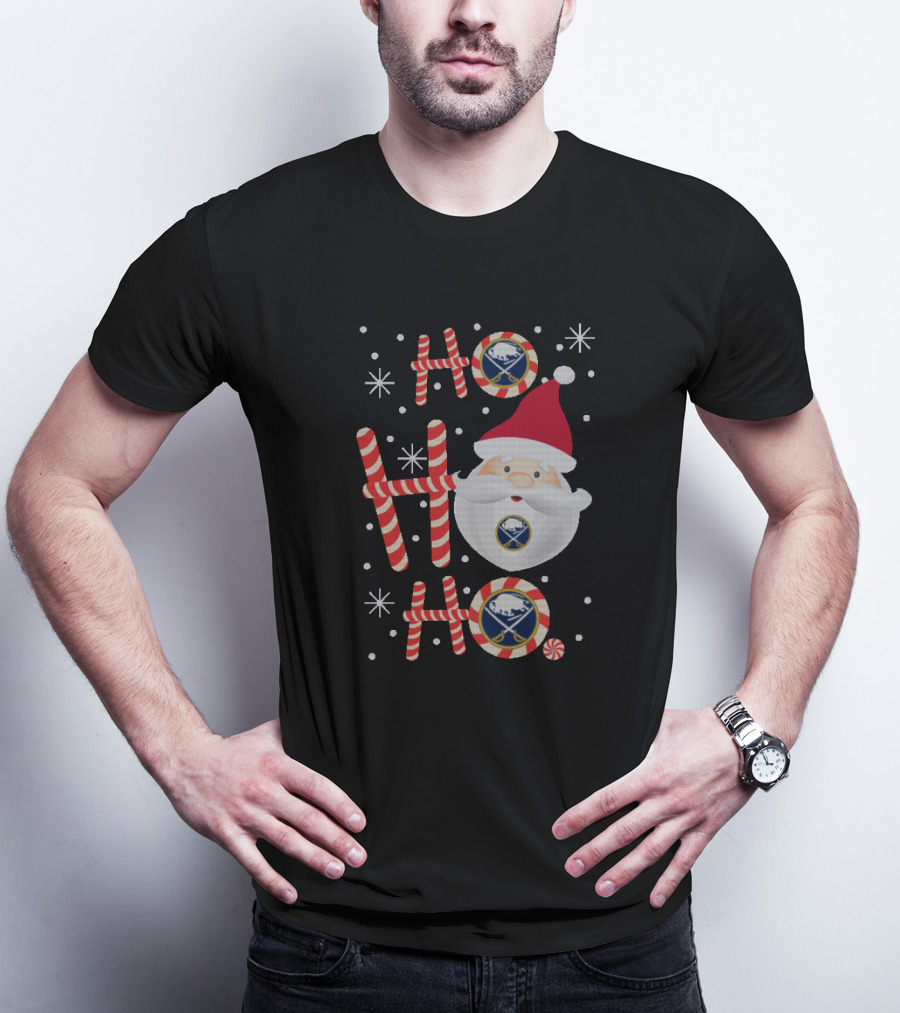 Santa Ho Ho Ho Buffalo Sabres Christmas Fans Holiday T-Shirt