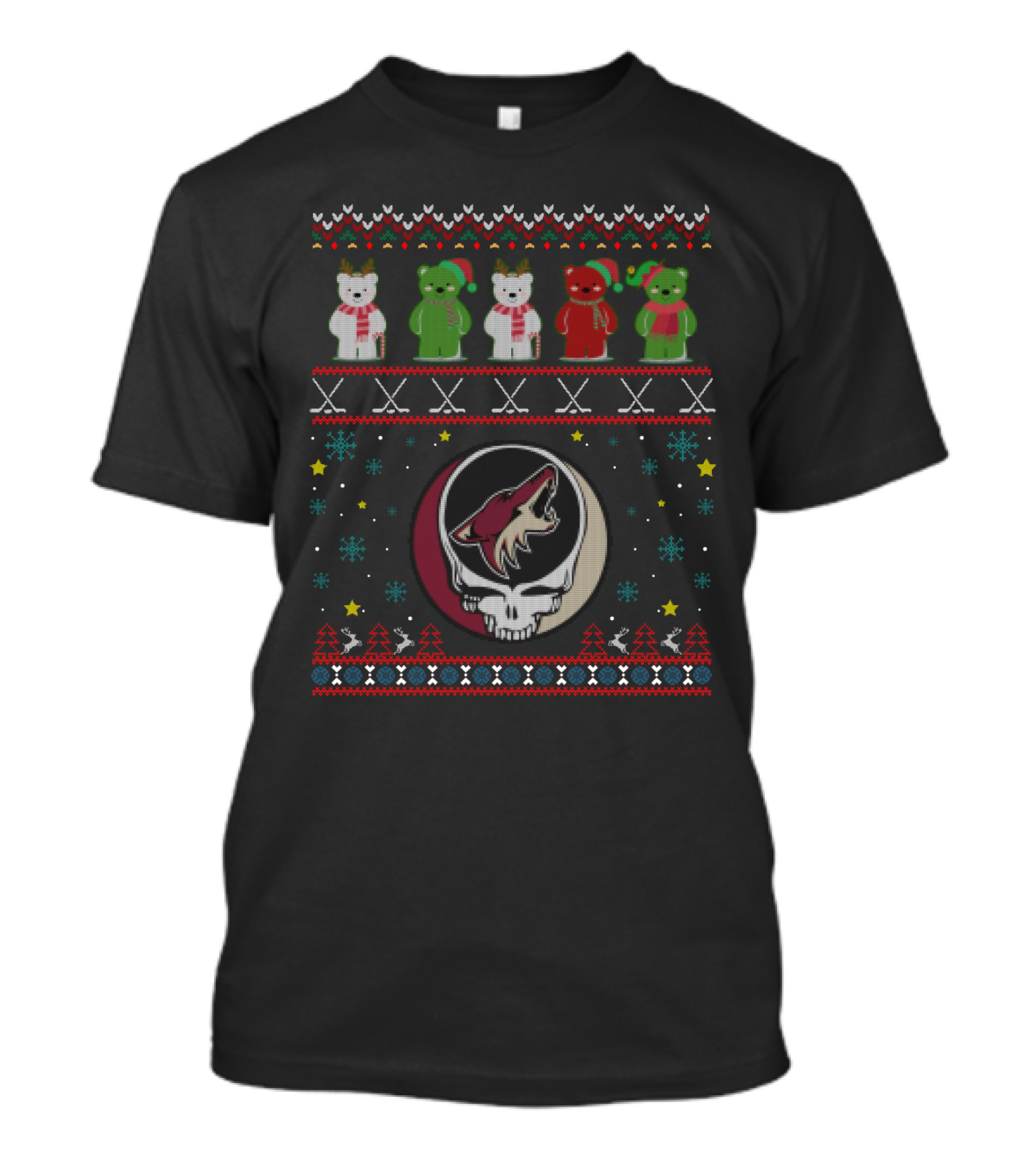 Arizona Coyotes Grateful Dead Bears Ugly Christmas T-Shirt