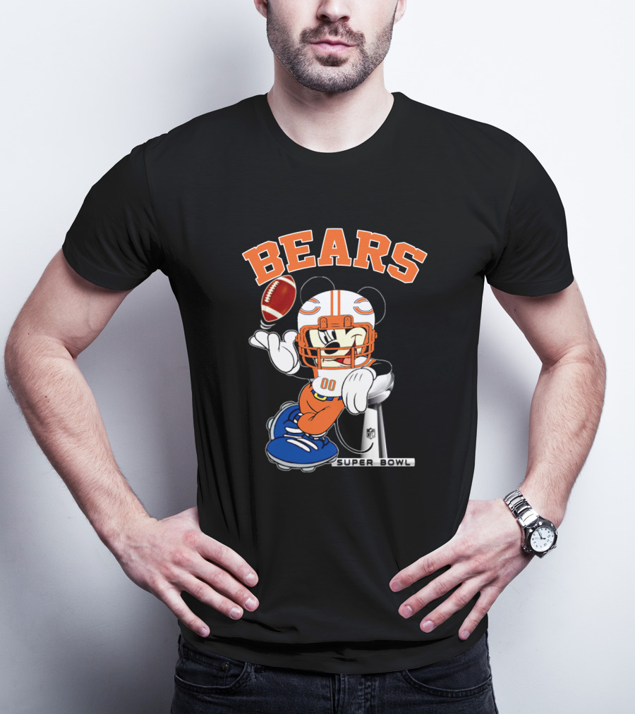 Bears Nfl Mickey Super Bowl Football Character T-Shirt