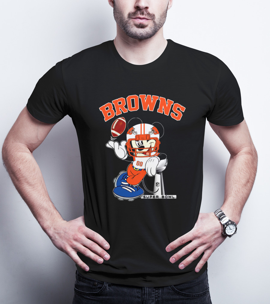 Browns Mickey Nfl Super Bowl Football T-Shirt