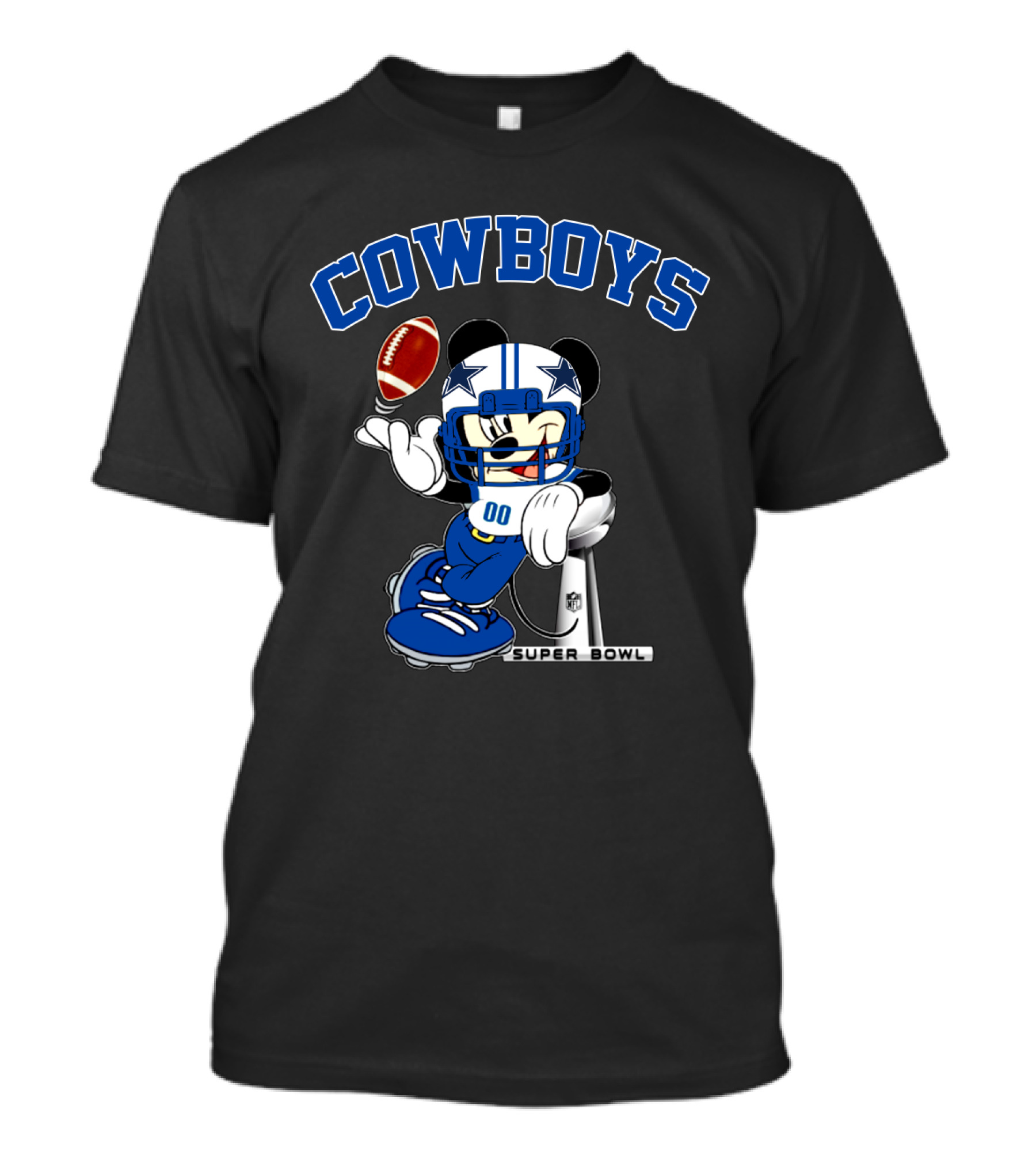 Cowboys Mickey Mouse Nfl Super Bowl Football T-Shirt
