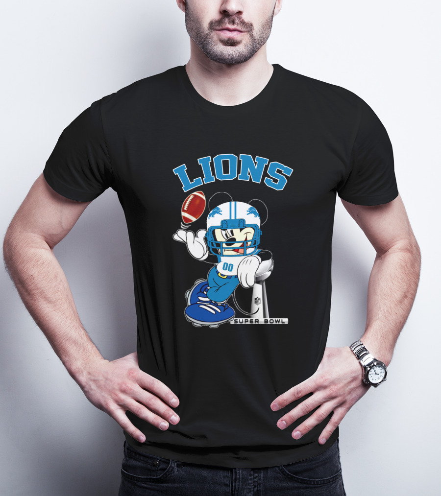 Lions Mickey Nfl Super Bowl Football T-Shirt